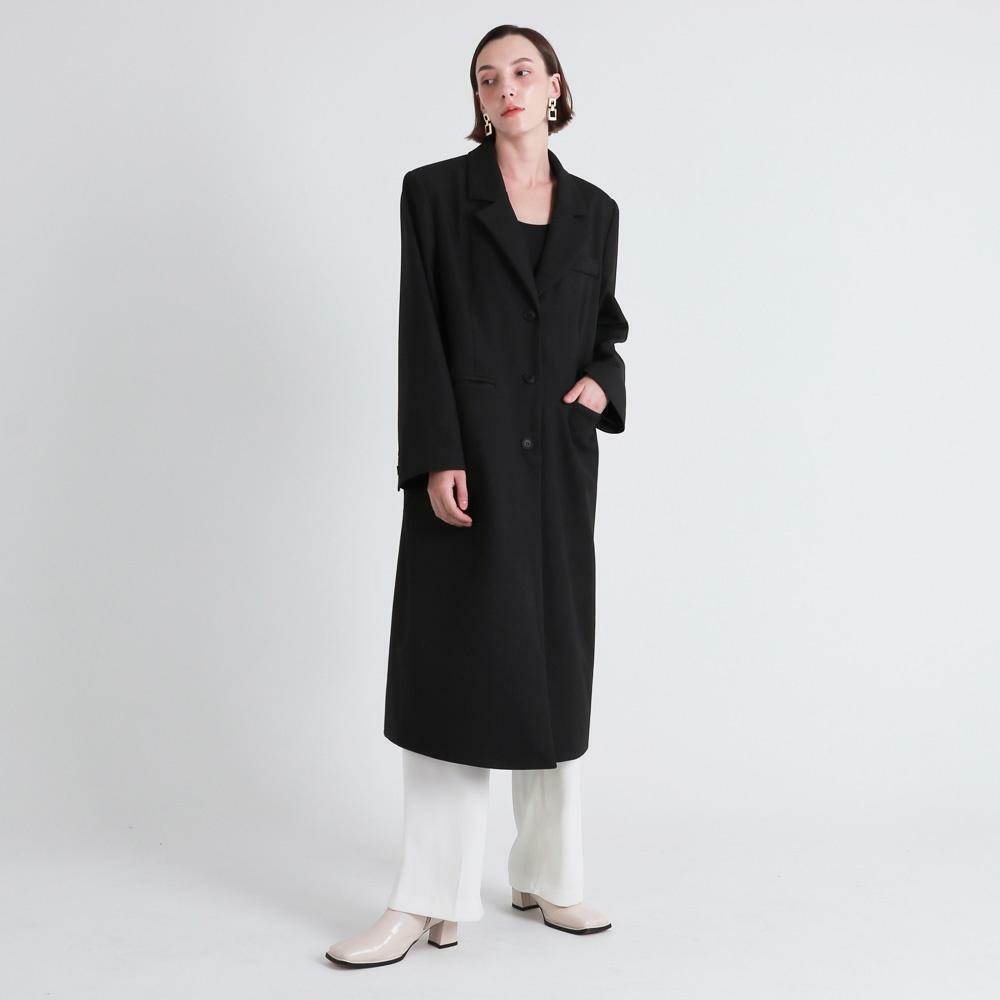 [당일출고] Back Slit Over Fit Long Coat_DARK GRAY - HAGO(하고)