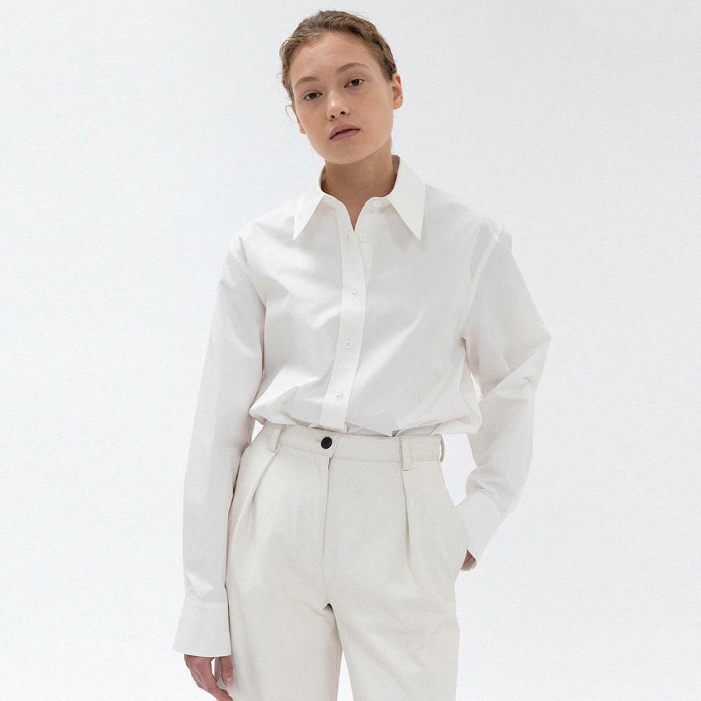 cotton over-fit shirt (white) - 하고