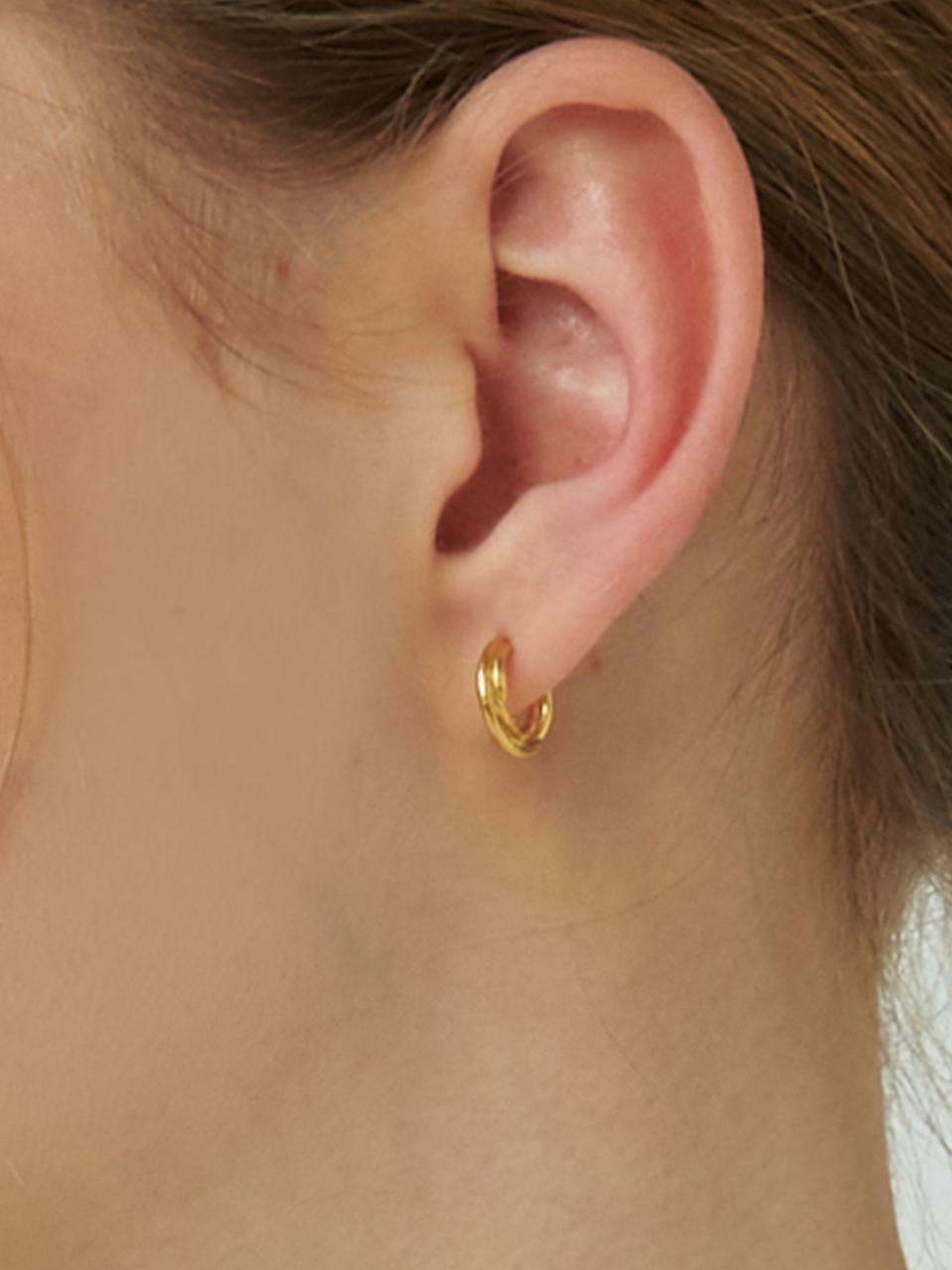 TS072 [Silver925] Gold Wave Ring Earrings - HAGO(하고)