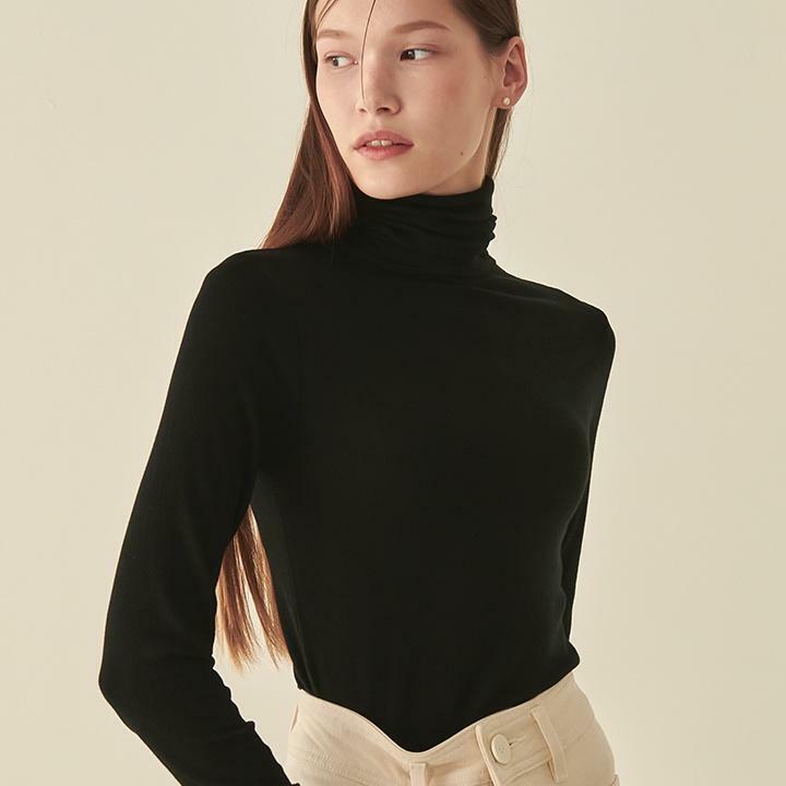Wool Blended Long Turtleneck Black - HAGO(하고)