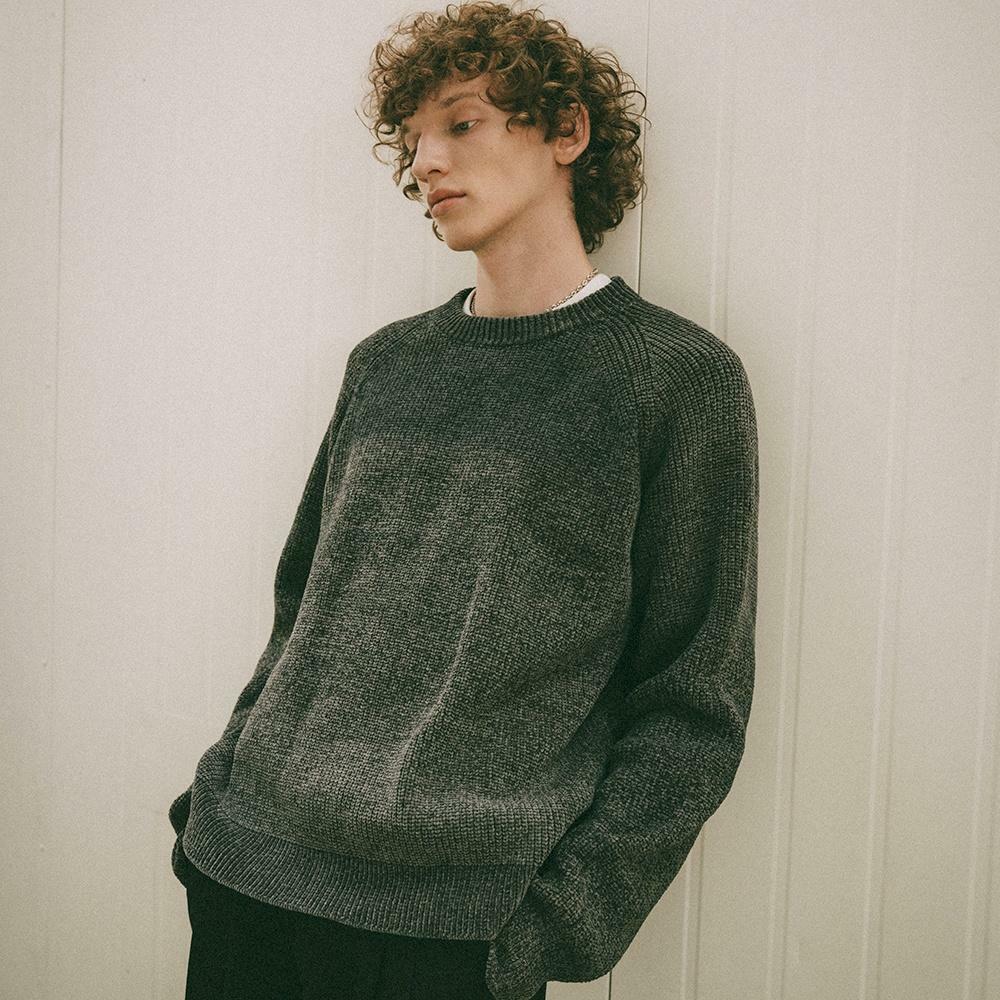 T6005 Brussels velvet boucle knit_Charcoal - HAGO(하고)