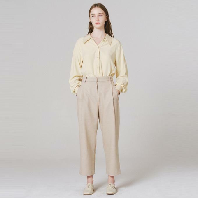 Wool blended round pants (Beige) - 하고