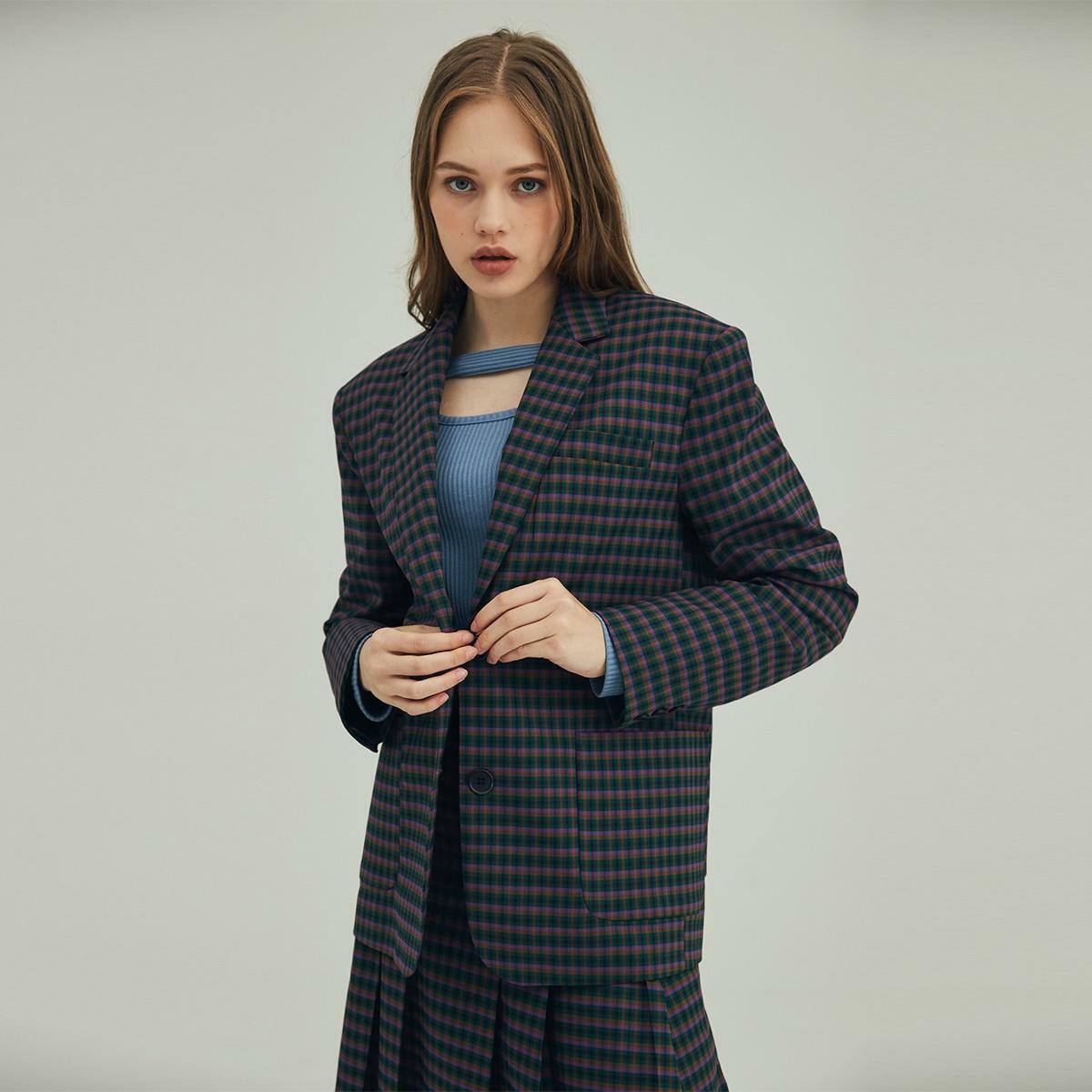 TWO BUTTON CHECK JACKET_PURPLE - HAGO(하고)