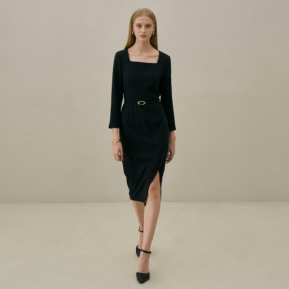 SCARLETT Square neck pencil dress_black - 하고(HAGO)