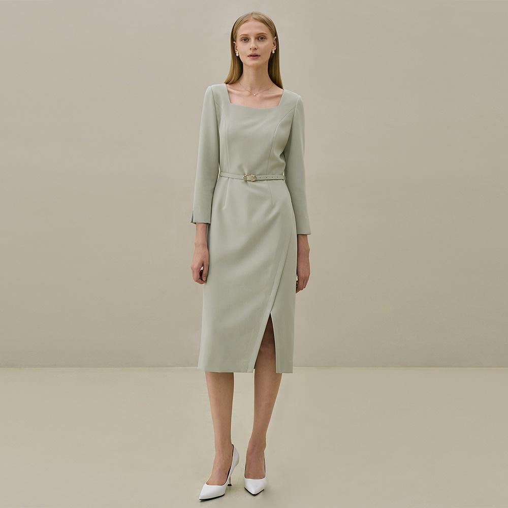 SCARLETT Square neck pencil dress_mint - HAGO(하고)