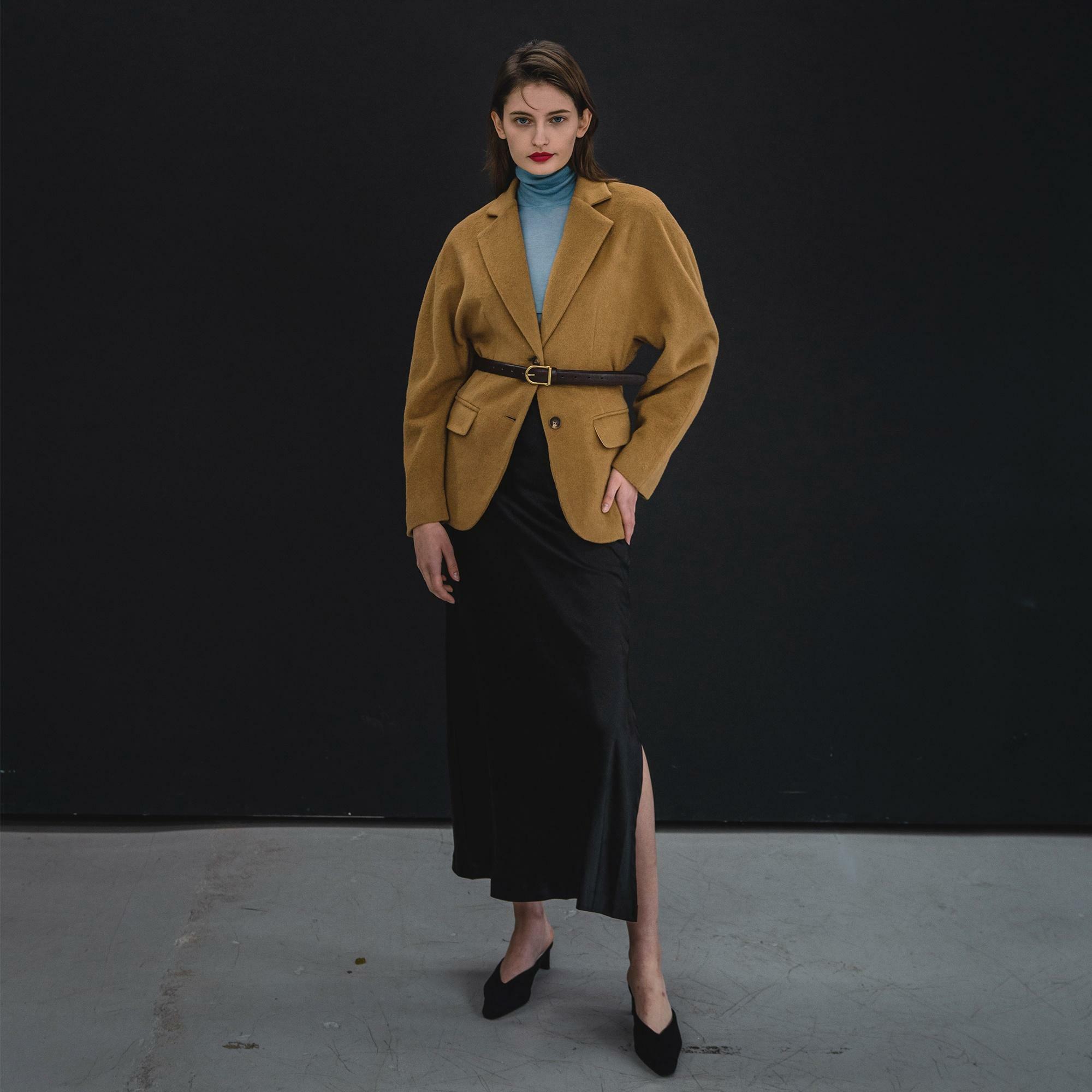 Wool Two button Dolman Sleeve Jacket Camel - 하고