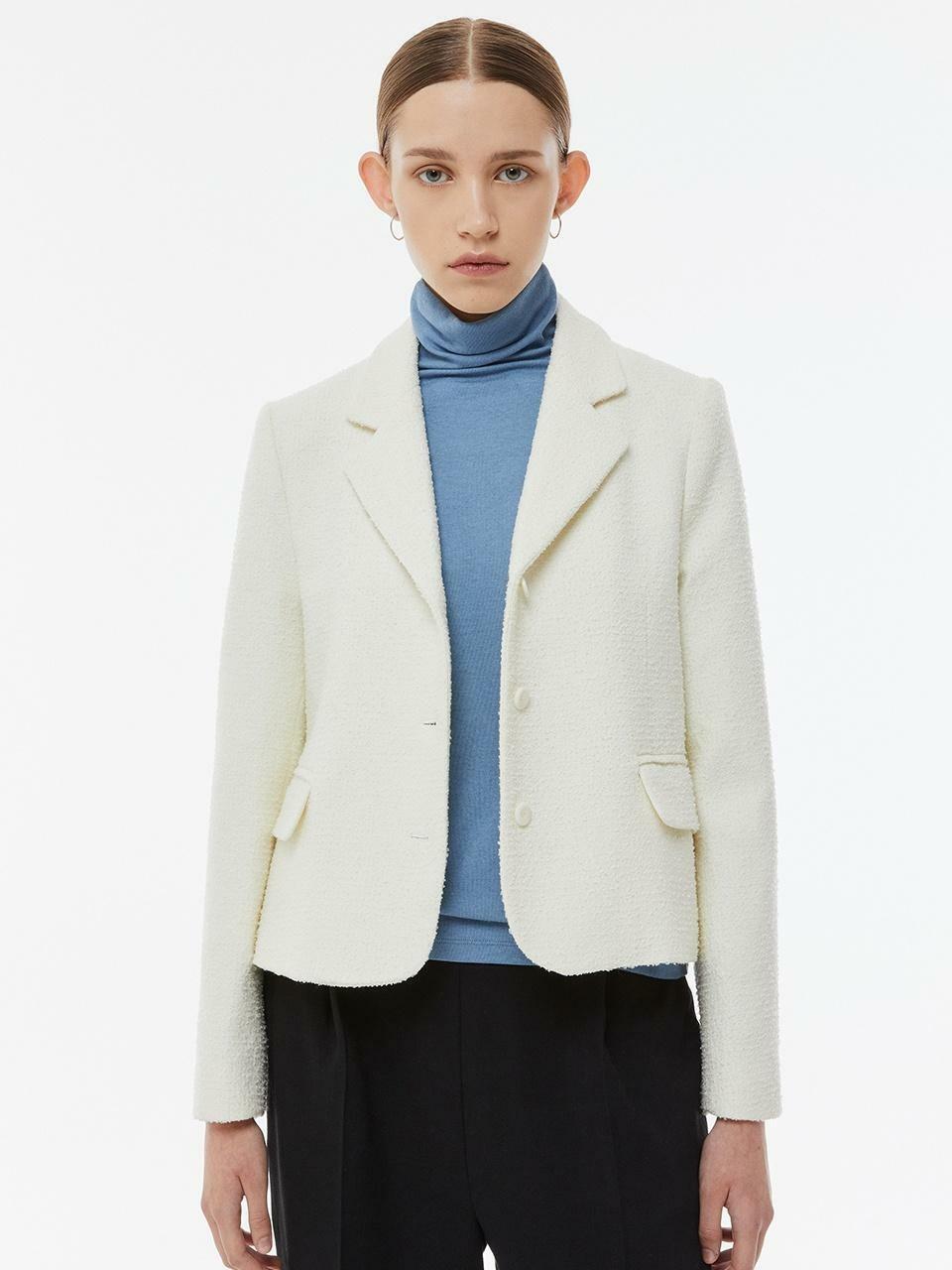 boucle single jacket_ivory - HAGO(하고)