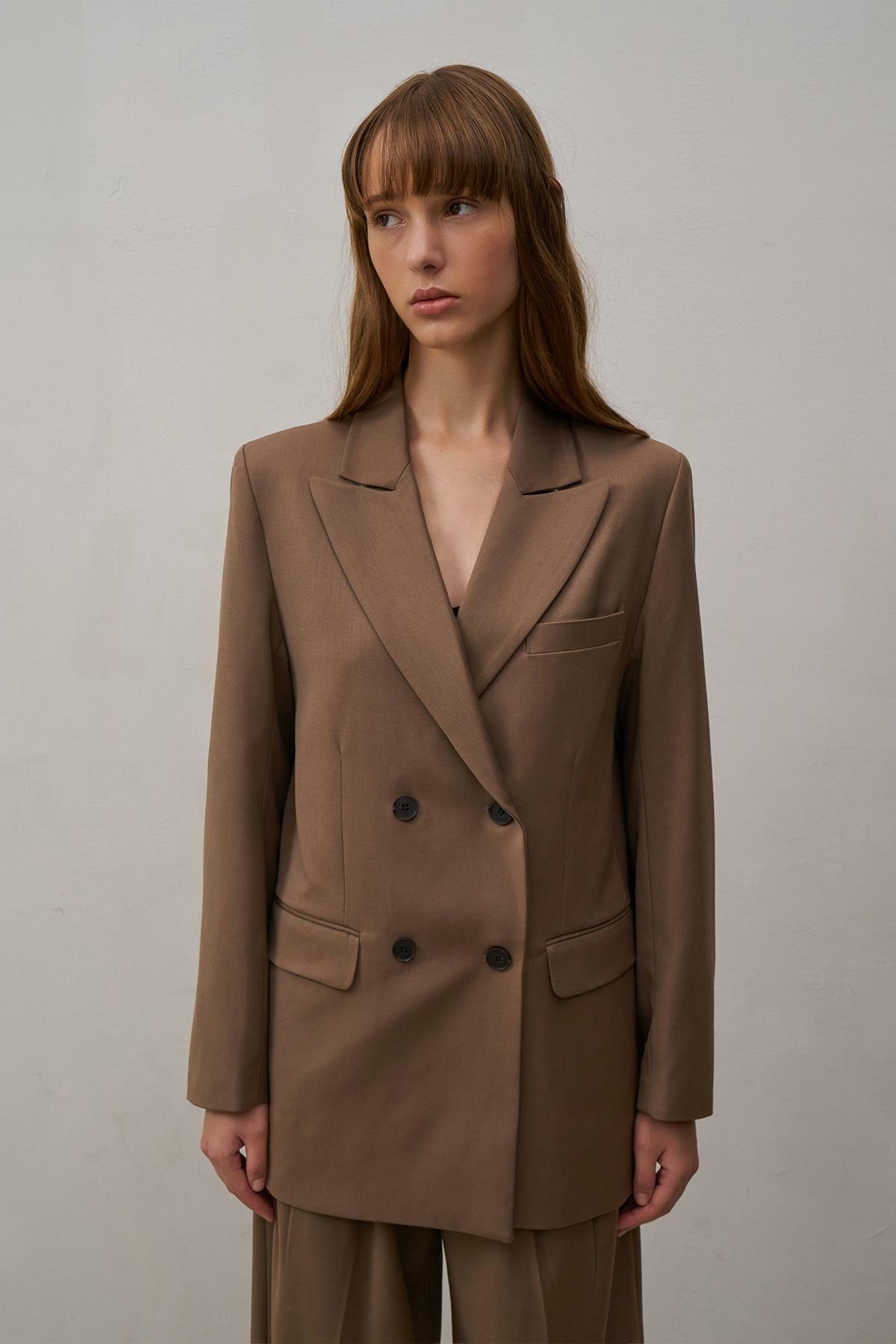 [33%쿠폰]Double Breasted Jacket (Black / Brown) - HAGO(하고)