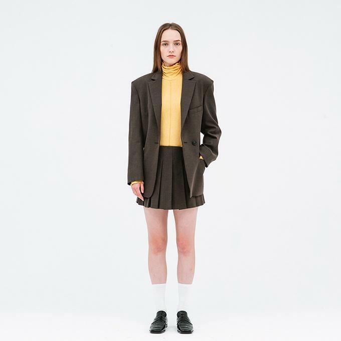 Volume Double Button Jacket in Brown - HAGO(하고)