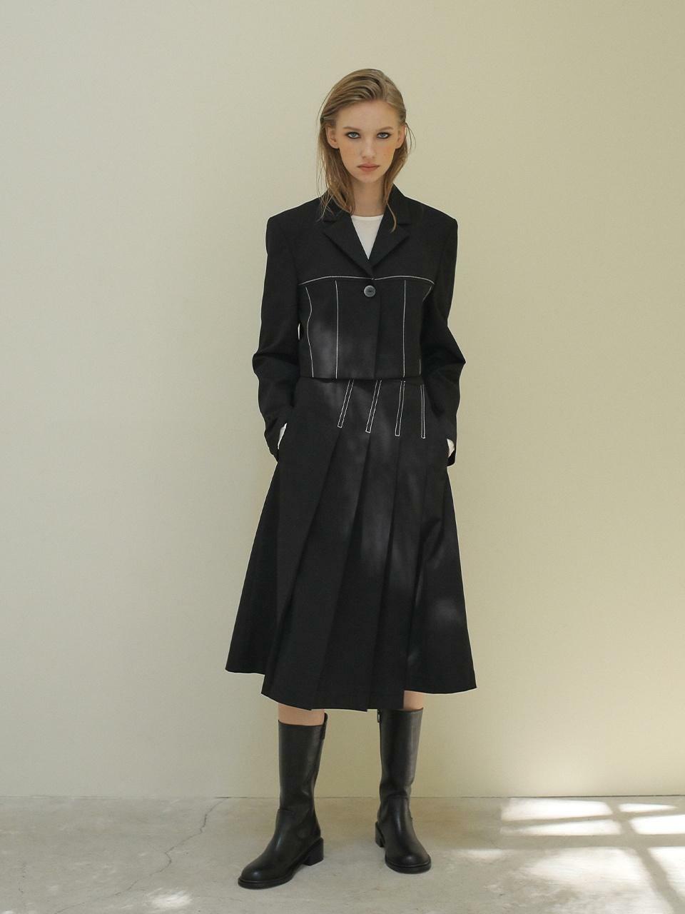 UNBALANCE STITCH SKIRT / BLACK - HAGO(하고)