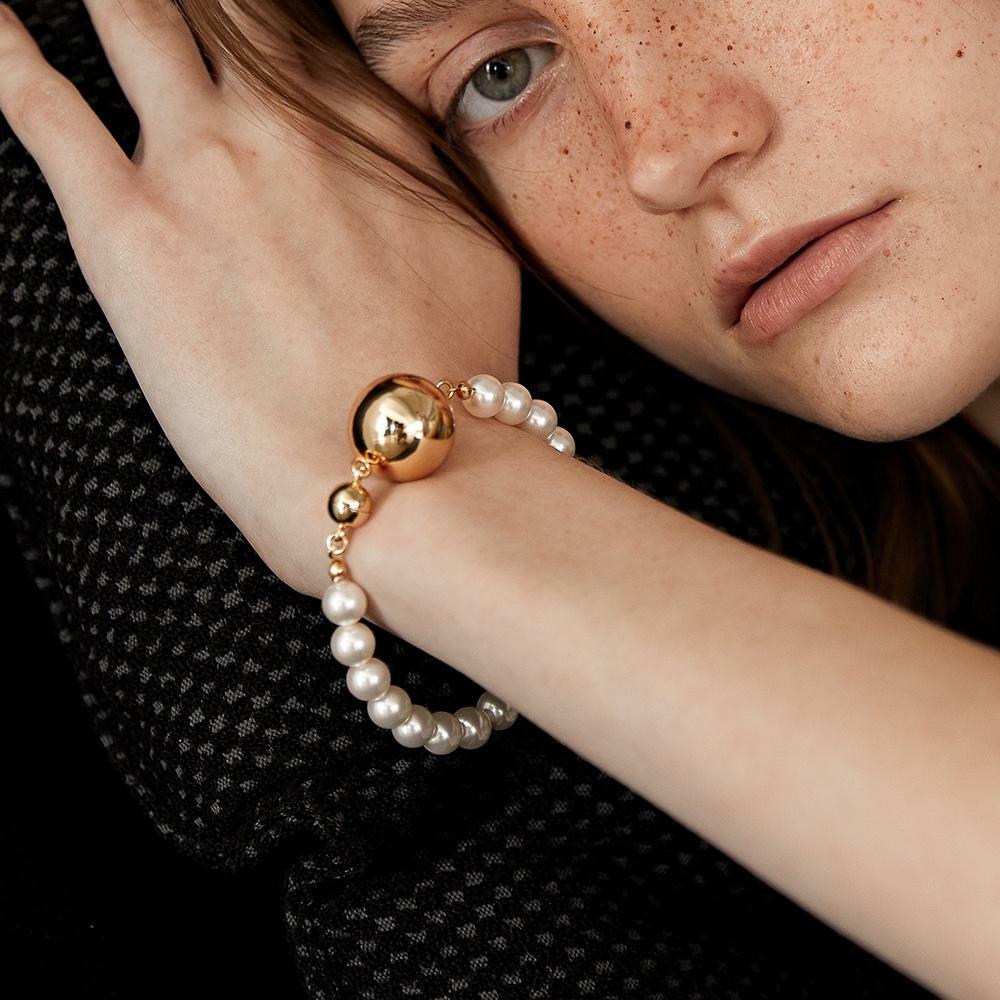 Magnet ball pearl bracelet - gold - HAGO(하고)