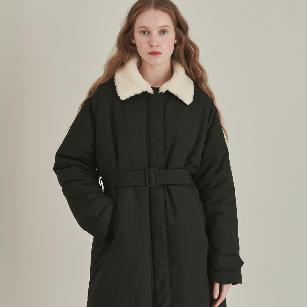 BELTED PADDING COAT Black - HAGO(하고)
