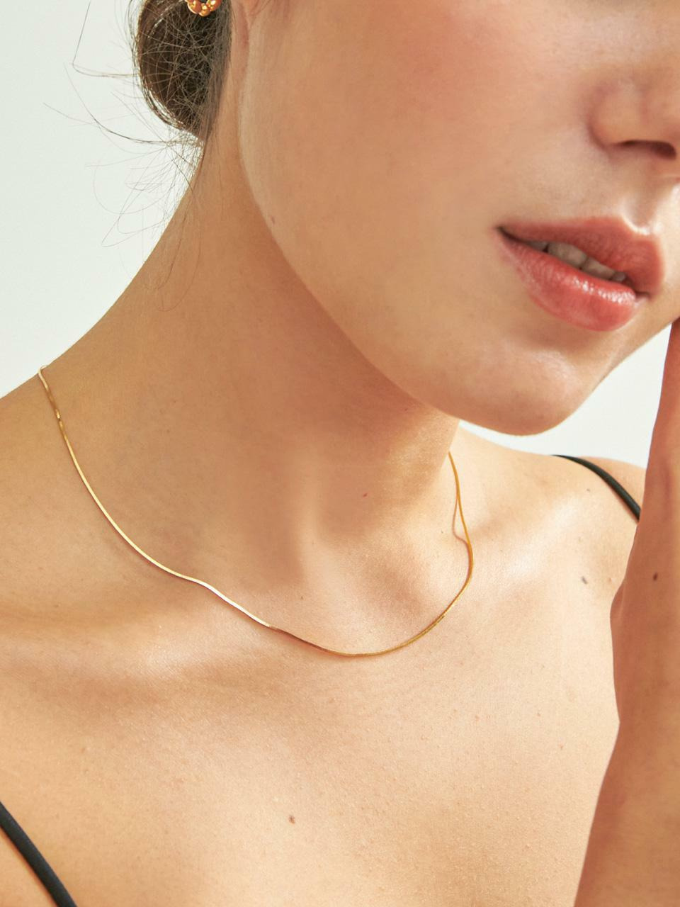 Silky Line Silver Necklace In414 [Gold] - 하고