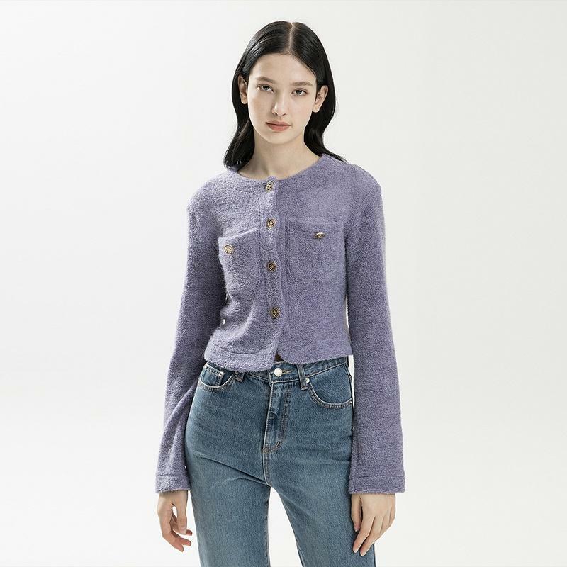 ANGORA BOUCLE CARDIGAN PURPLE - HAGO(하고)