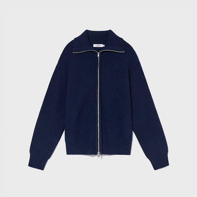 Decal Extra Fine Wool Zip-up Knit (Night Navy) - 하고