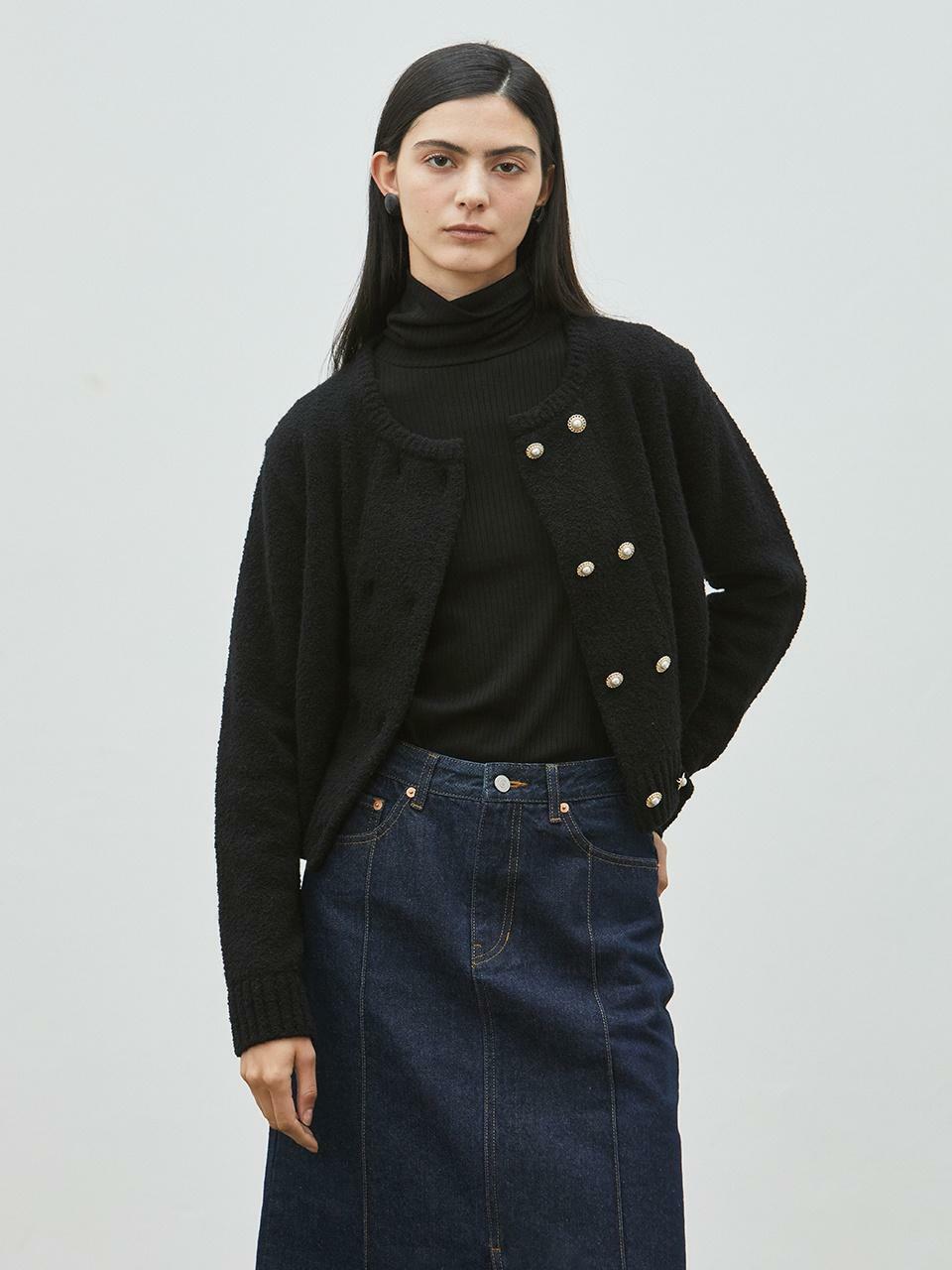 Mio Double Button Cardigan_Black - HAGO(하고)