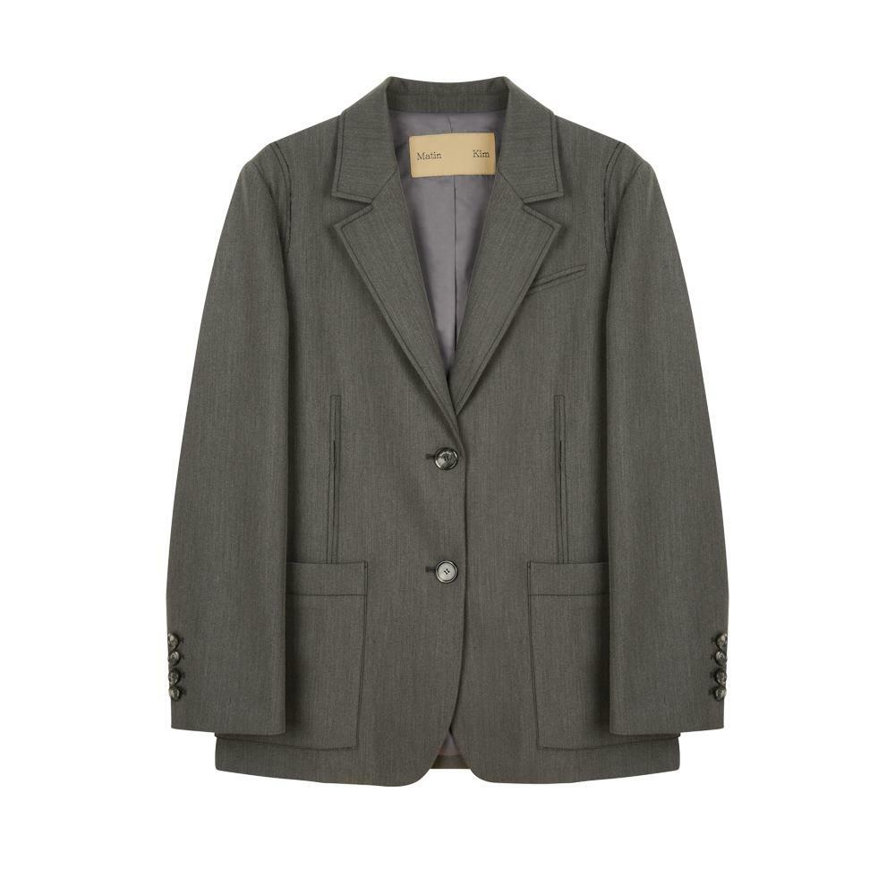 STITCH ROUGH SINGLE JACKET IN GREY - HAGO(하고)