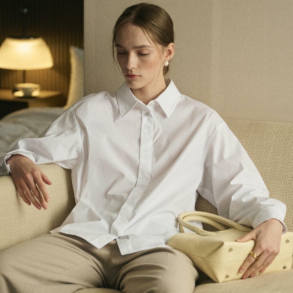 STITCH LOGO BASIC SHIRTS_WHITE - HAGO(하고)