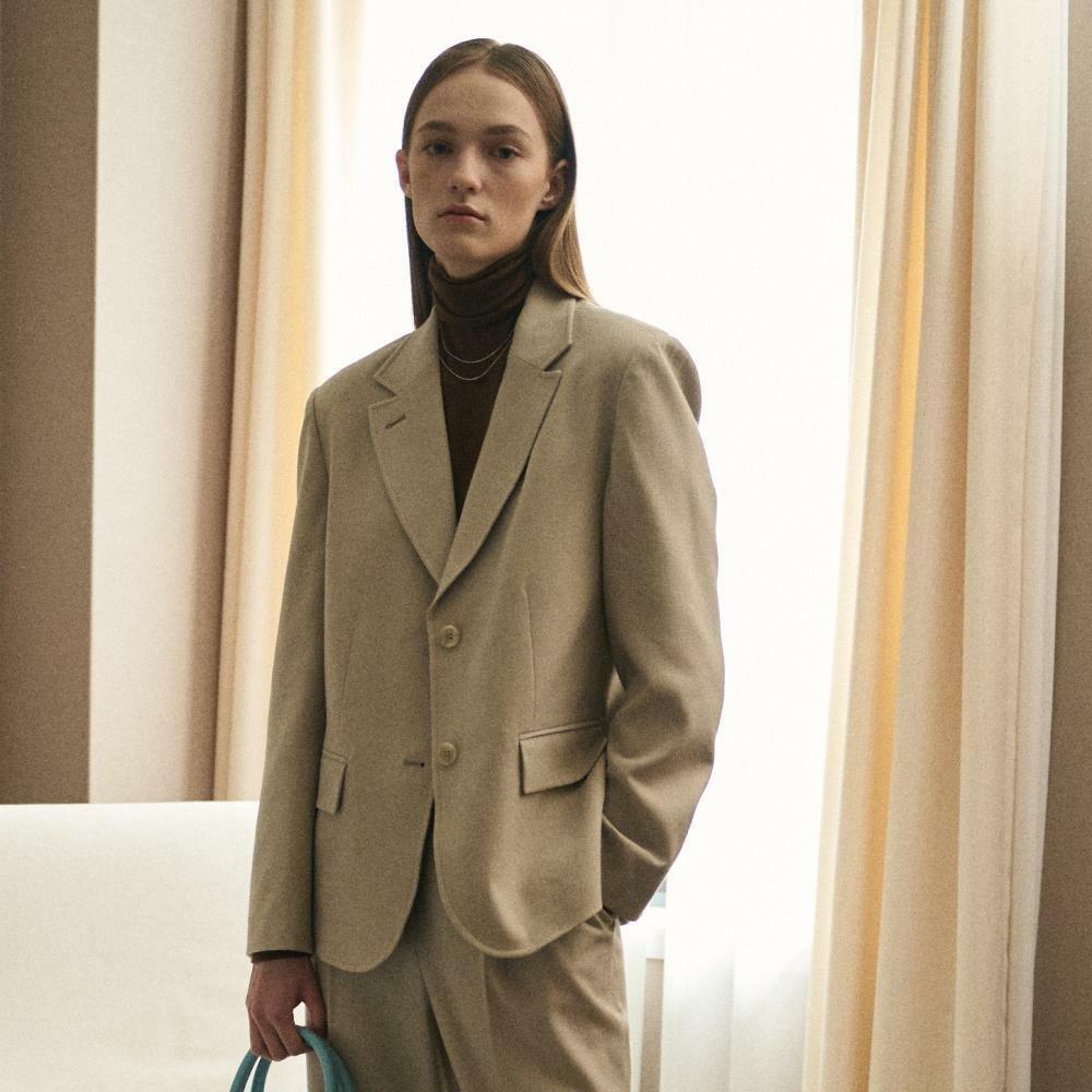 CLASSIC TWO BUTTON SINGLE JACKET_BEIGE - HAGO(하고)