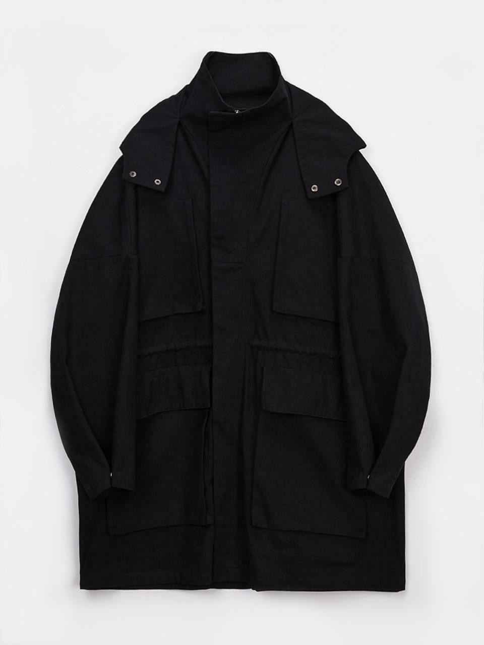 OVERFIT HOODIED UTILITY JUMPER_STRONG BLACK - HAGO(하고)