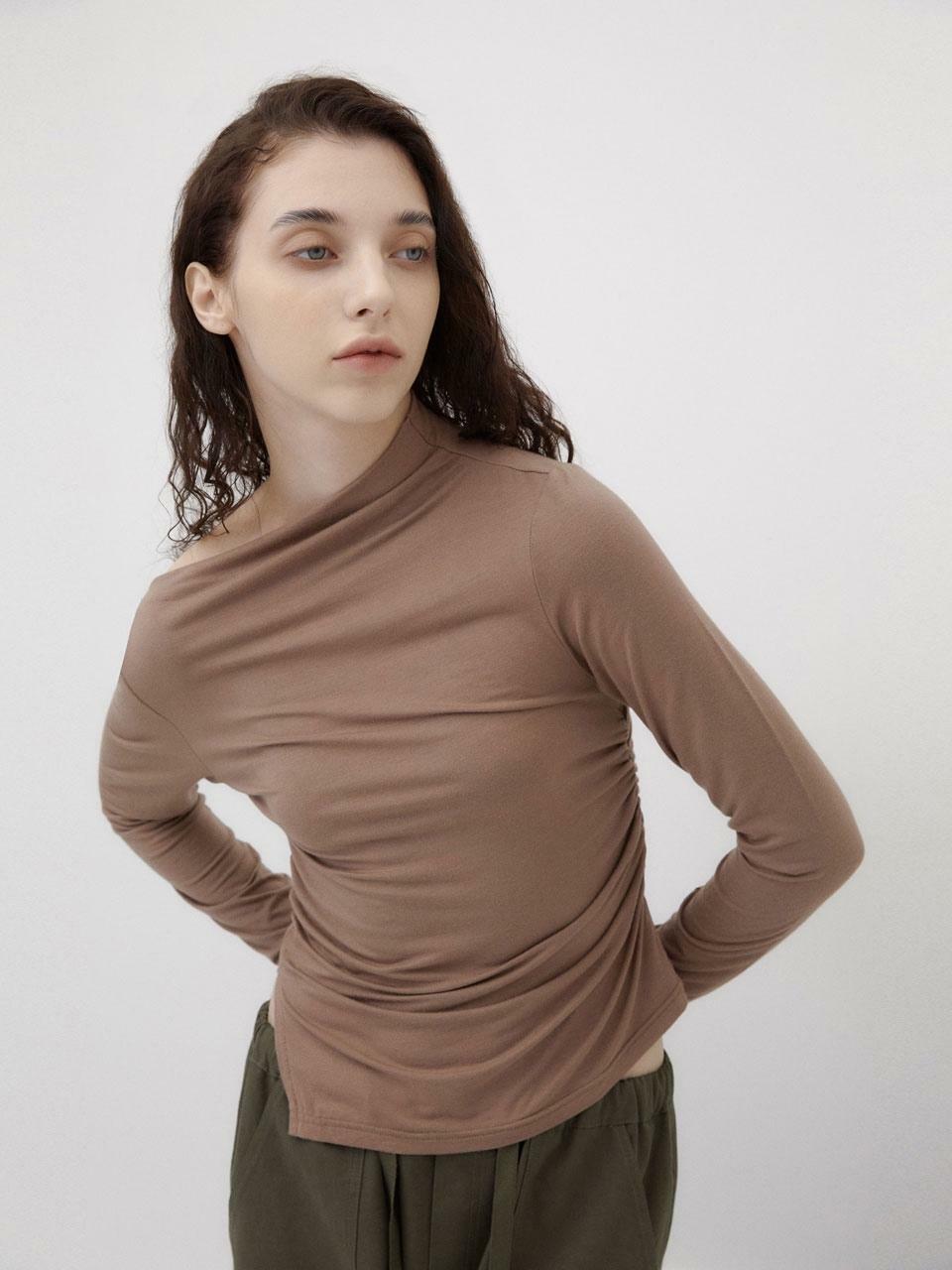 Draped top - Brown - 하고