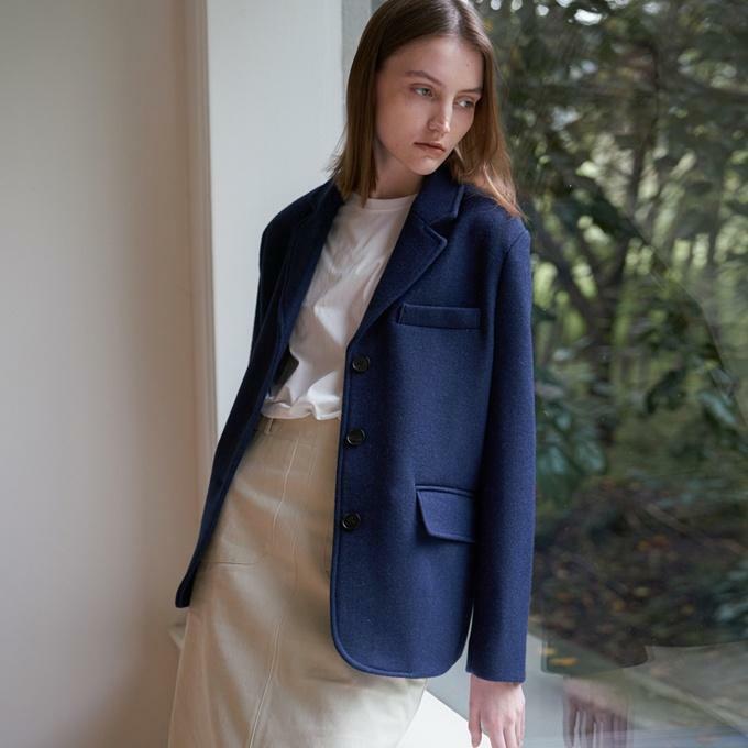 Basic wool Jacket - Navy - HAGO(하고)