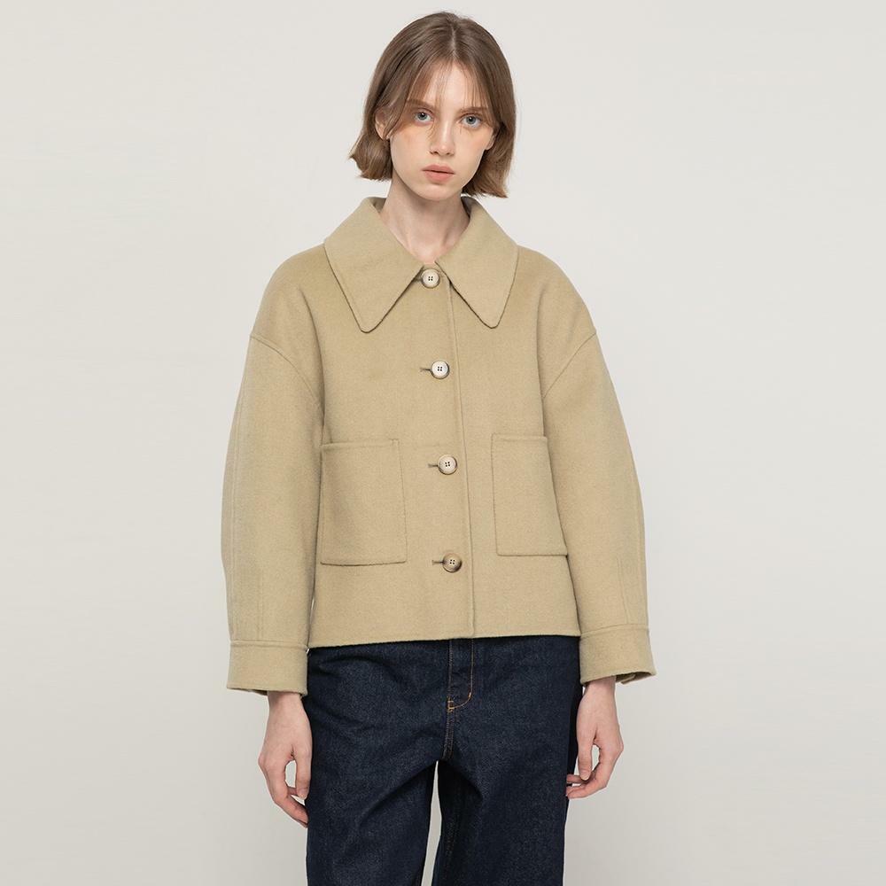 Handmade wool cropped coat - Beige - HAGO(하고)