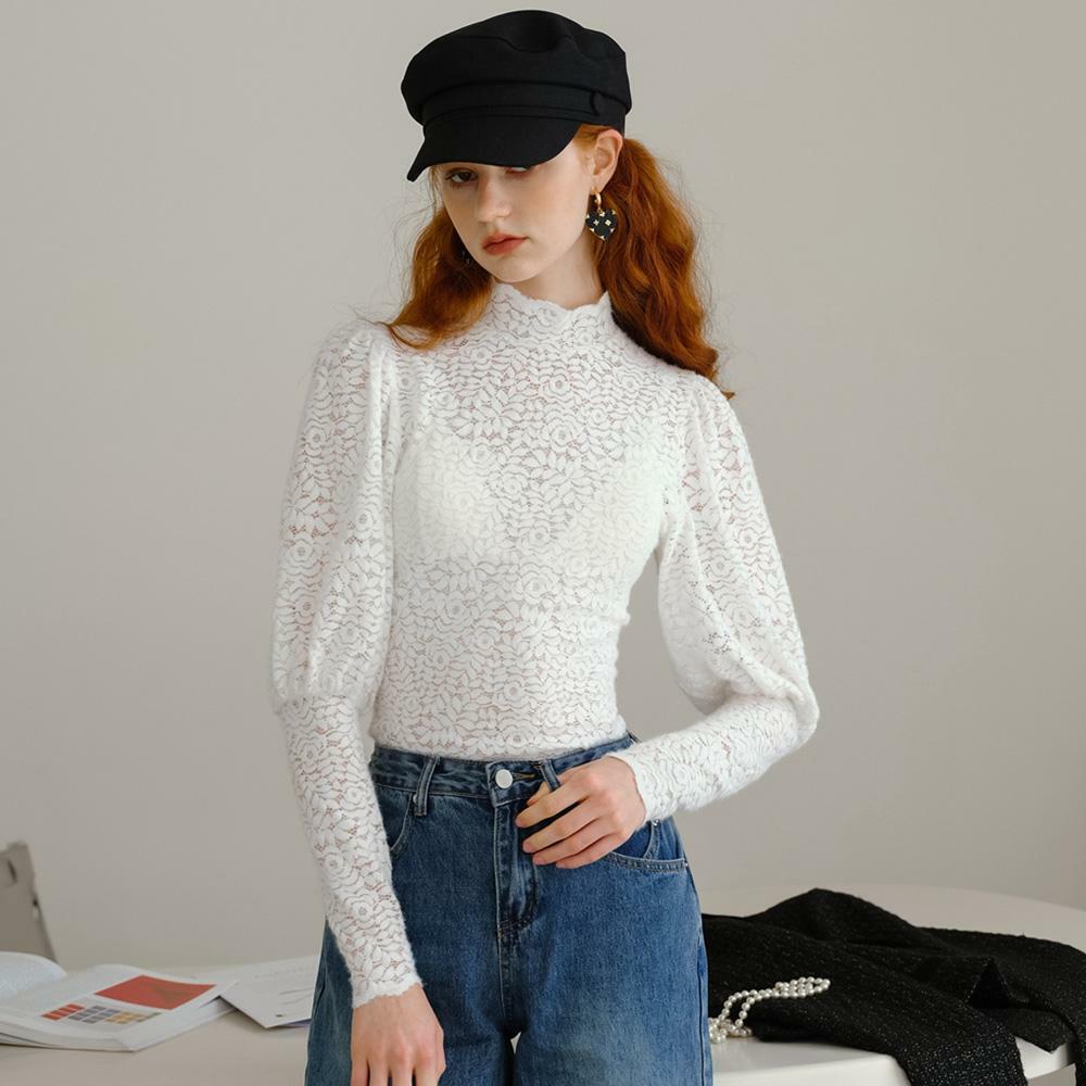 Cest lovable chic puff shoulder White blouse_white - 하고