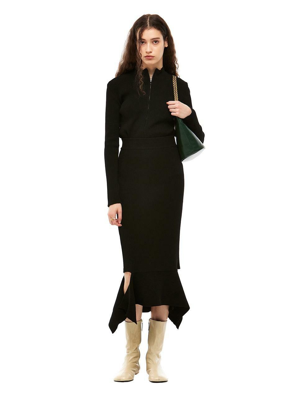 Ashe Knit Mermaid Skirt_Black - HAGO(하고)
