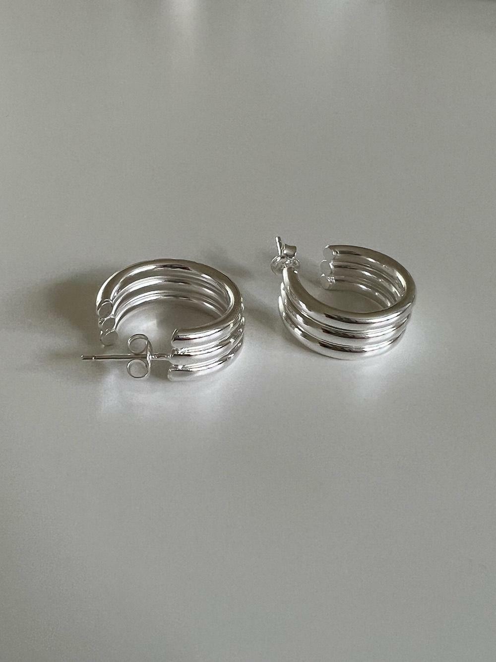 [925silver] 3line half earring (silver) - HAGO(하고)