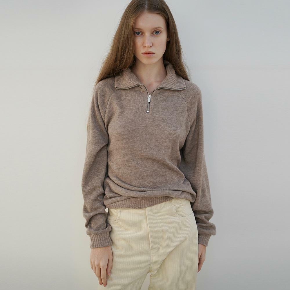 JENNA HALF ZIP UP COLLAR KNIT (BEIGE) - HAGO(하고)