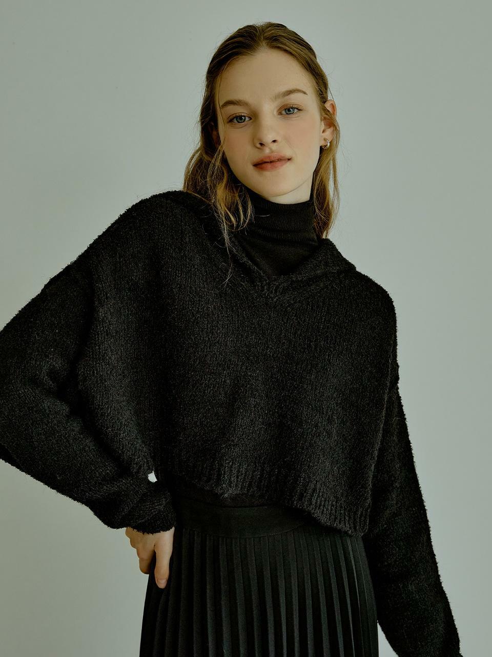 Sailor crop knit (black) - 하고(HAGO)