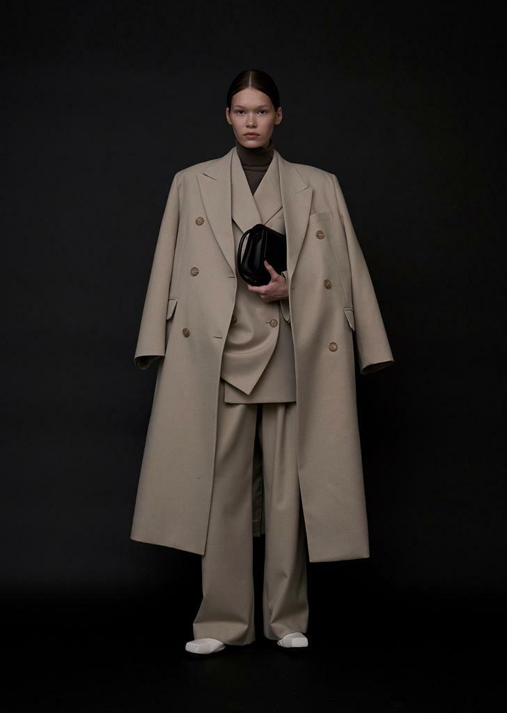 Oversized Double-Breasted Coat Beige - HAGO(하고)