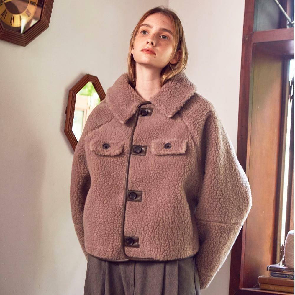 Leather Pointed Fleece Jacket (2colors) - HAGO(하고)