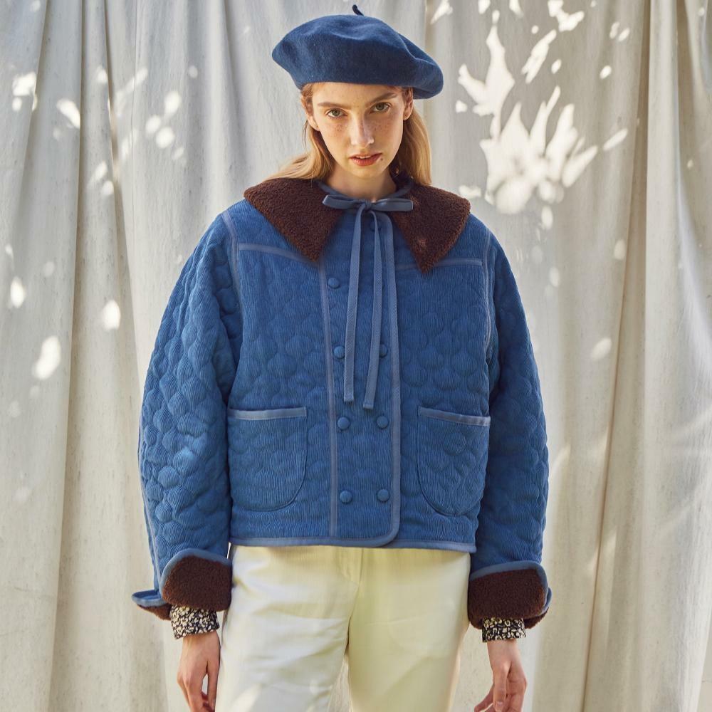 [한지민 착용] Ribbon Collar Quilted Napping Jacket (2colors) - HAGO(하고)
