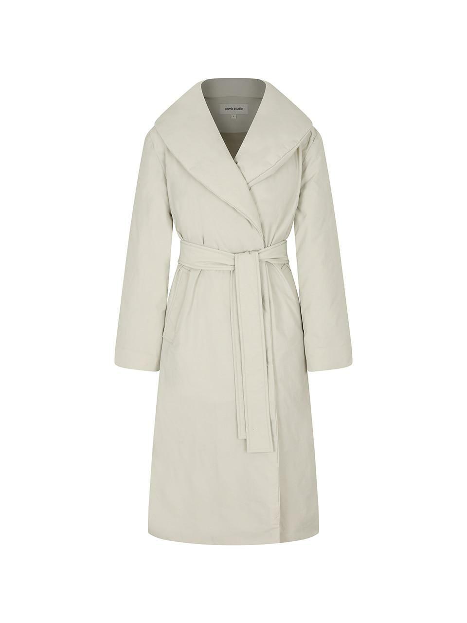 CO SHAWL COLLAR DUCK DOWN PADDING_LIGHT KHAKI - 하고