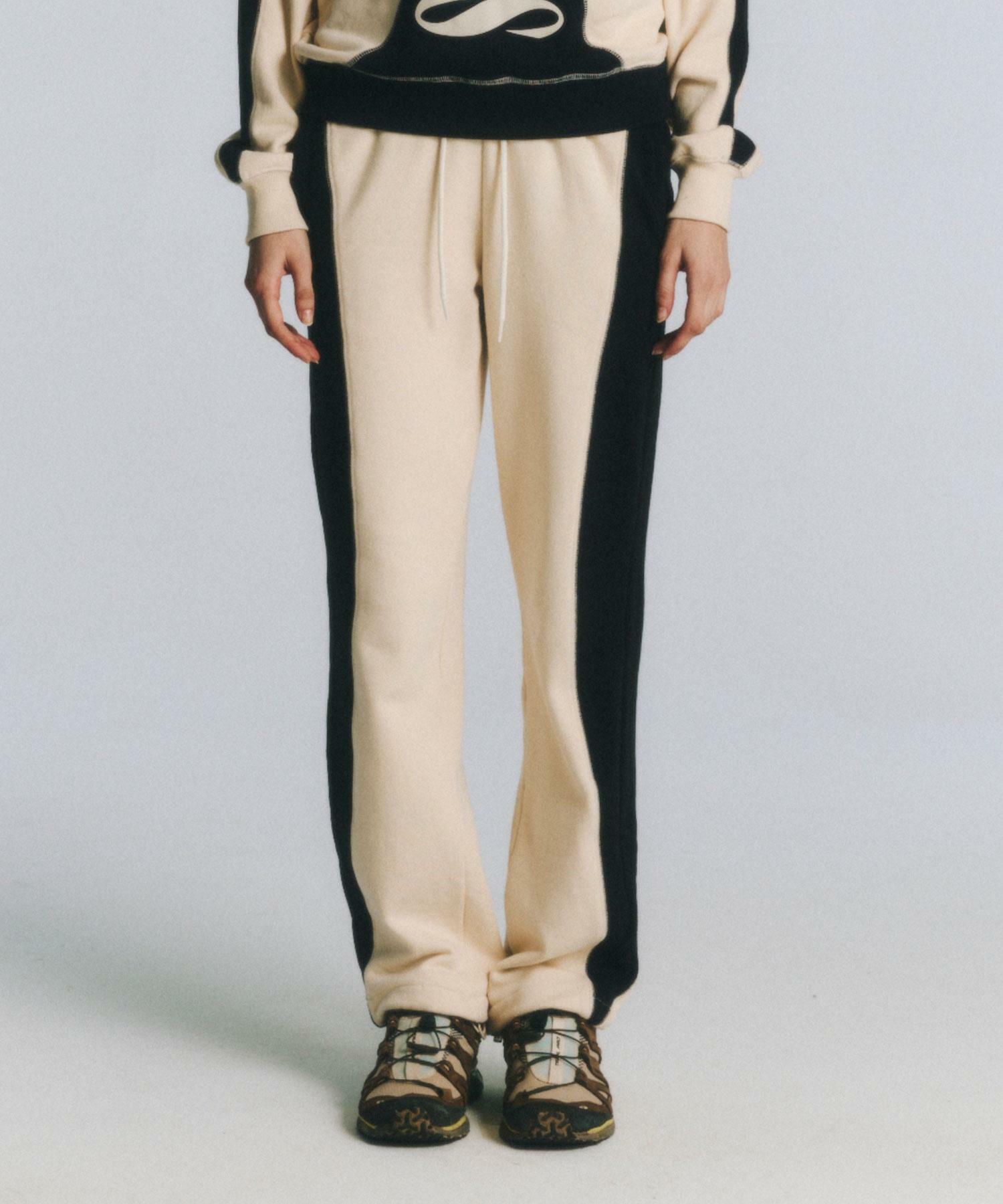 two tone sweatpants - beige - HAGO(하고)