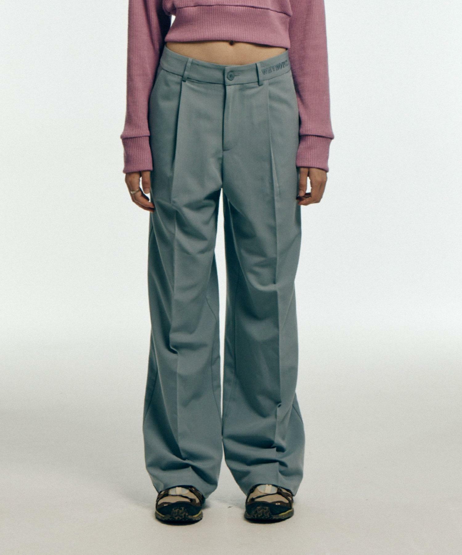 pleated wide slacks - dove - HAGO(하고)