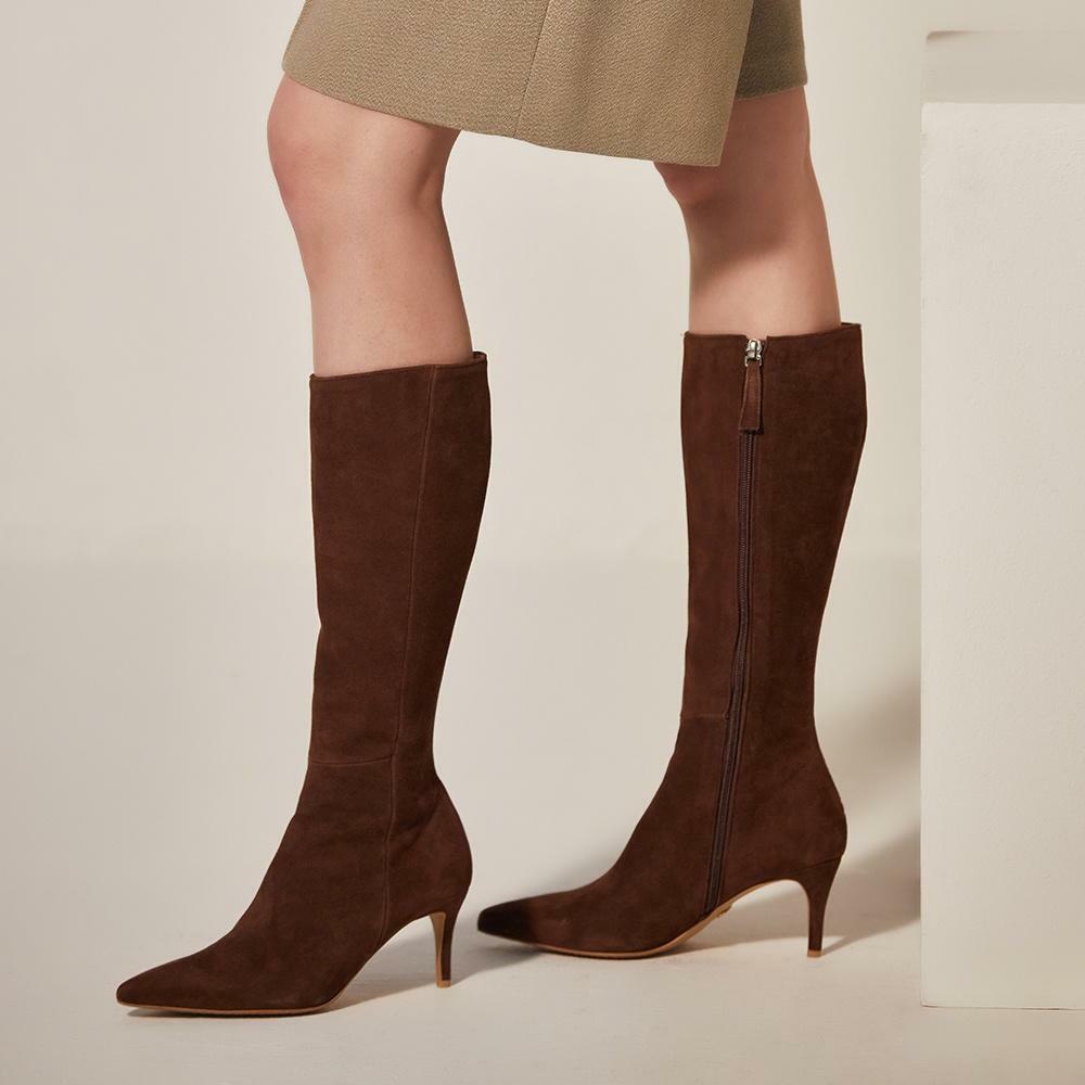Stiletto Suede Long Boots_Choco Brown - 하고