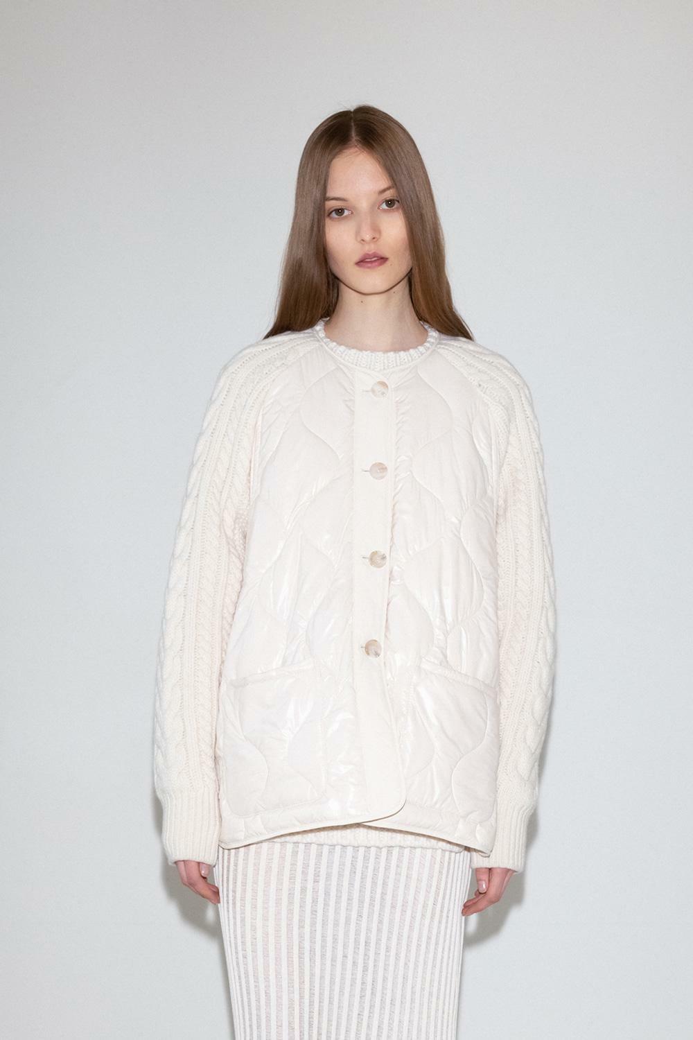 Sweater mixed A-line padding_ivory - 하고