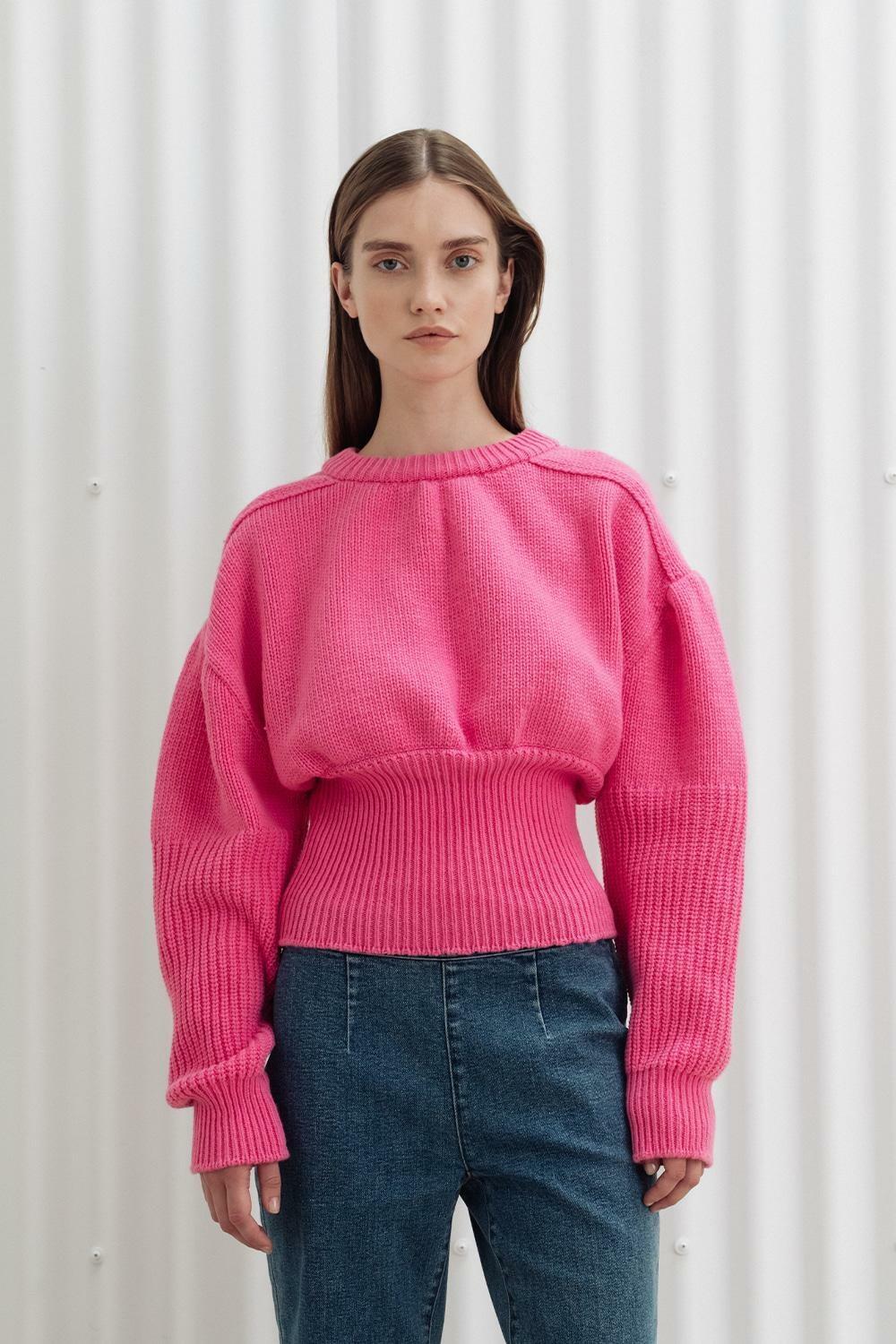 Shirring detail sweater_pink - HAGO(하고)