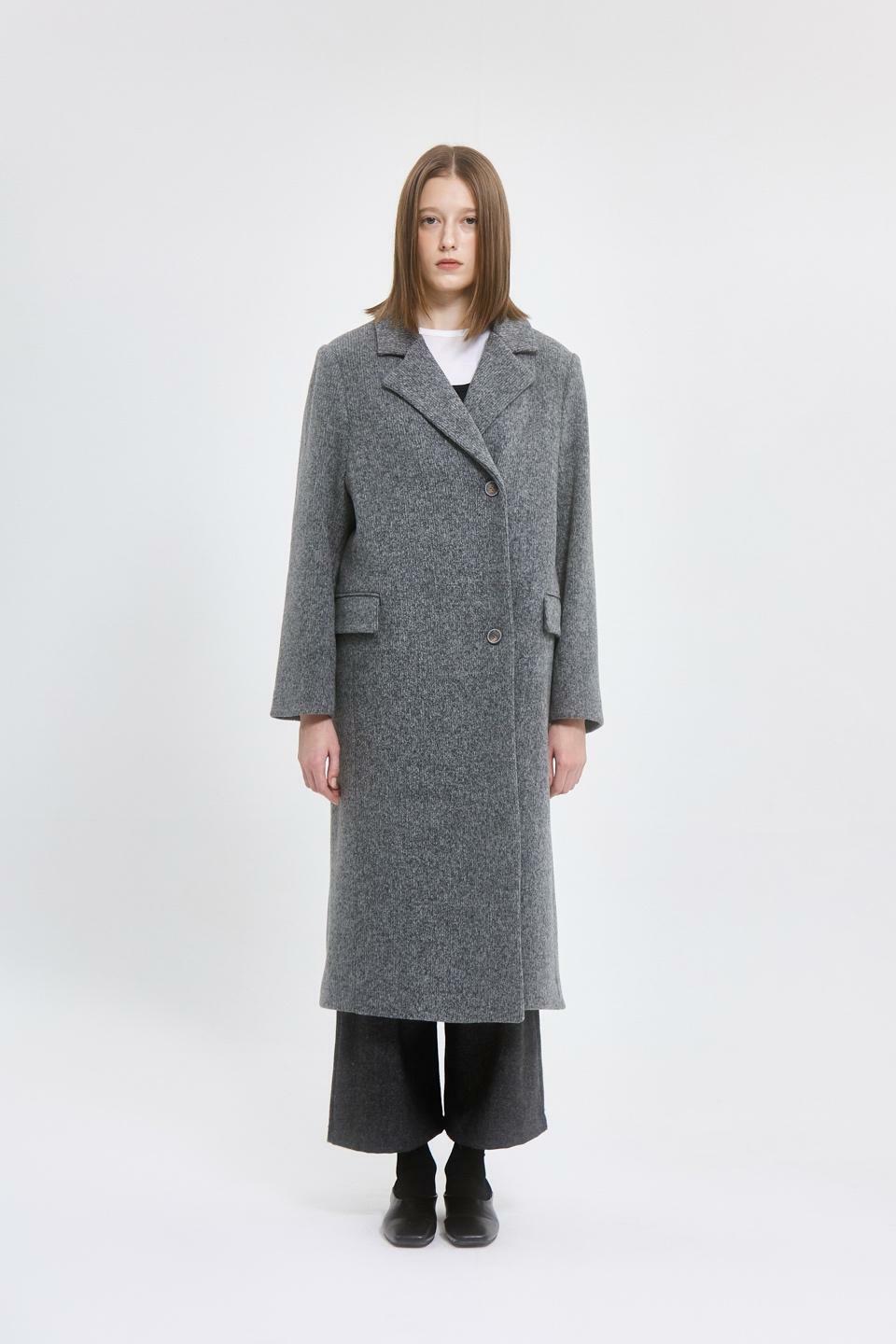 WOOL RIBBED COAT (MELANGE) - HAGO(하고)