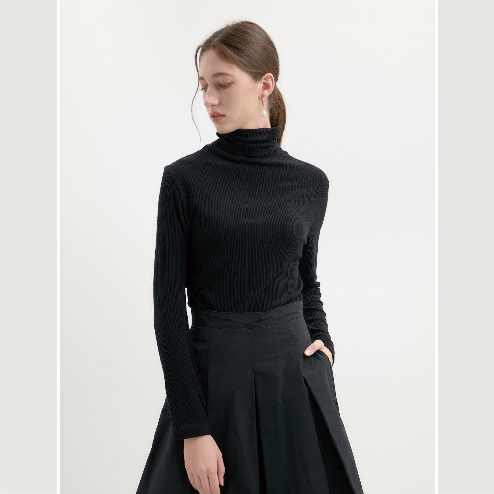 RIBBED TURTLENECK T-BLACK - HAGO(하고)