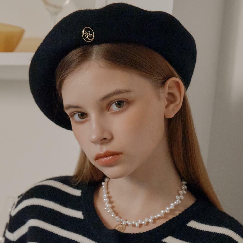ANC GOLD LOGO WOOL BERET_BLACK - 하고(HAGO)