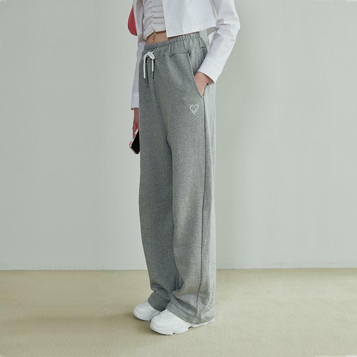 Heart Logo Basic Sweat Pants - MELANGE - HAGO(하고)