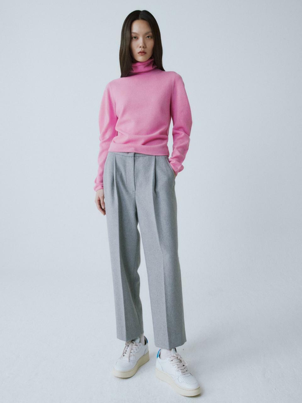 LIGHT GREY WOOL BLEND BASIC PANTS - HAGO(하고)