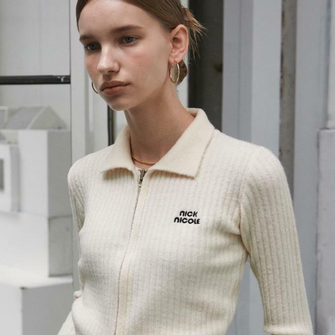 [블랙랠리]NICOLE TWO WAY CROP ZIP UP KNIT_CREAM - 하고