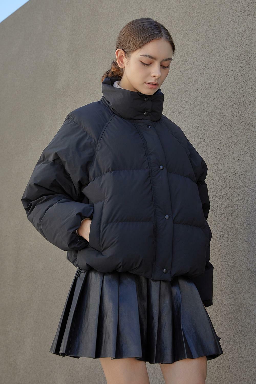 HIGH NECK SHORT PADDING - Black - HAGO(하고)