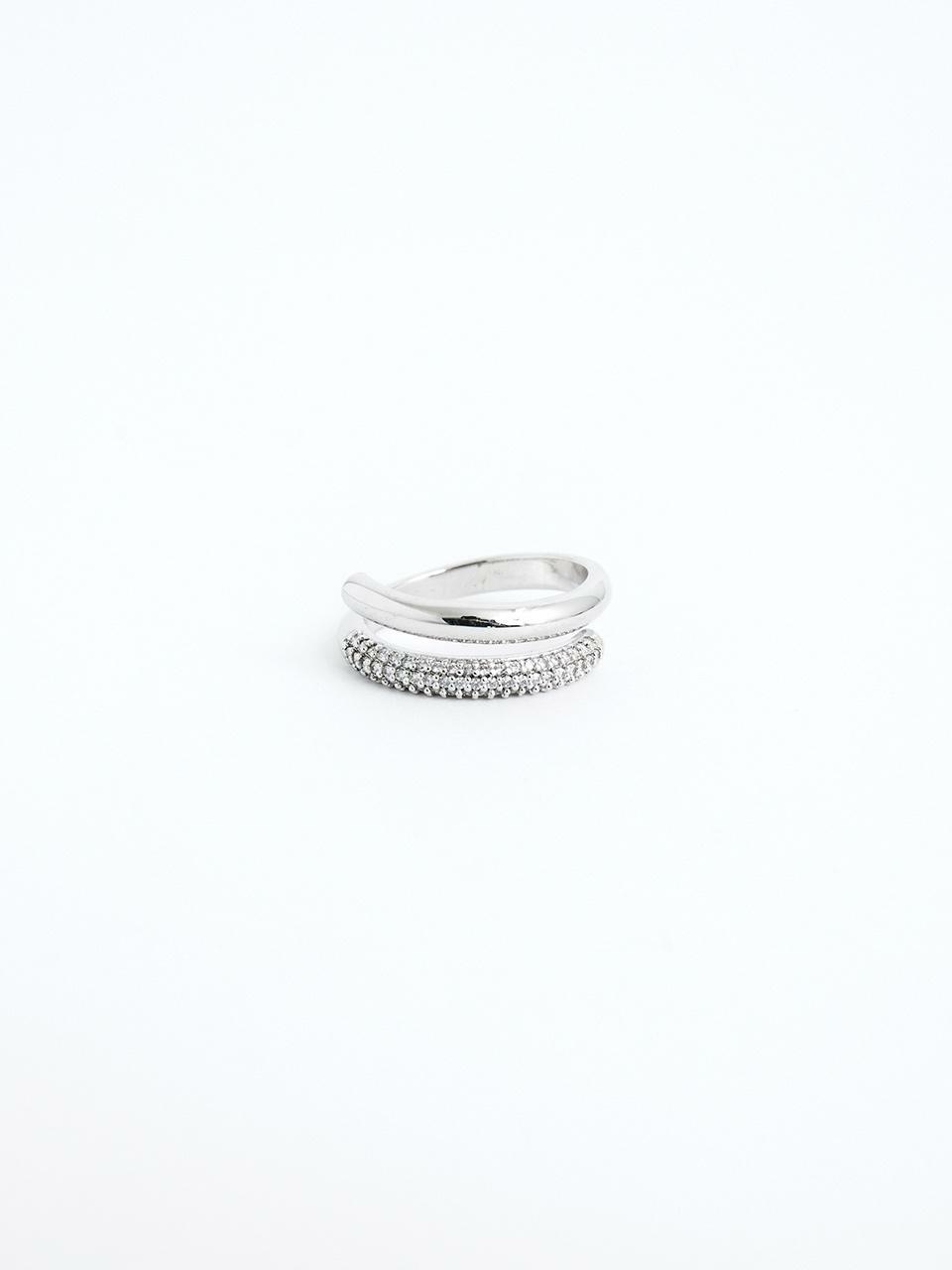PAVE DOUBLE LINE RING - 하고(HAGO)