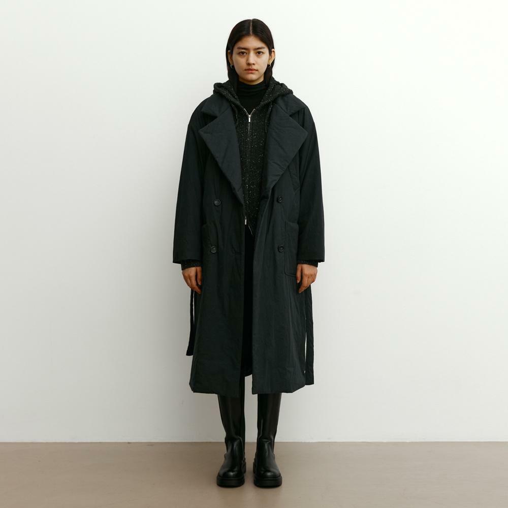 Oversized padding belted coat [NAVY] - 하고(HAGO)